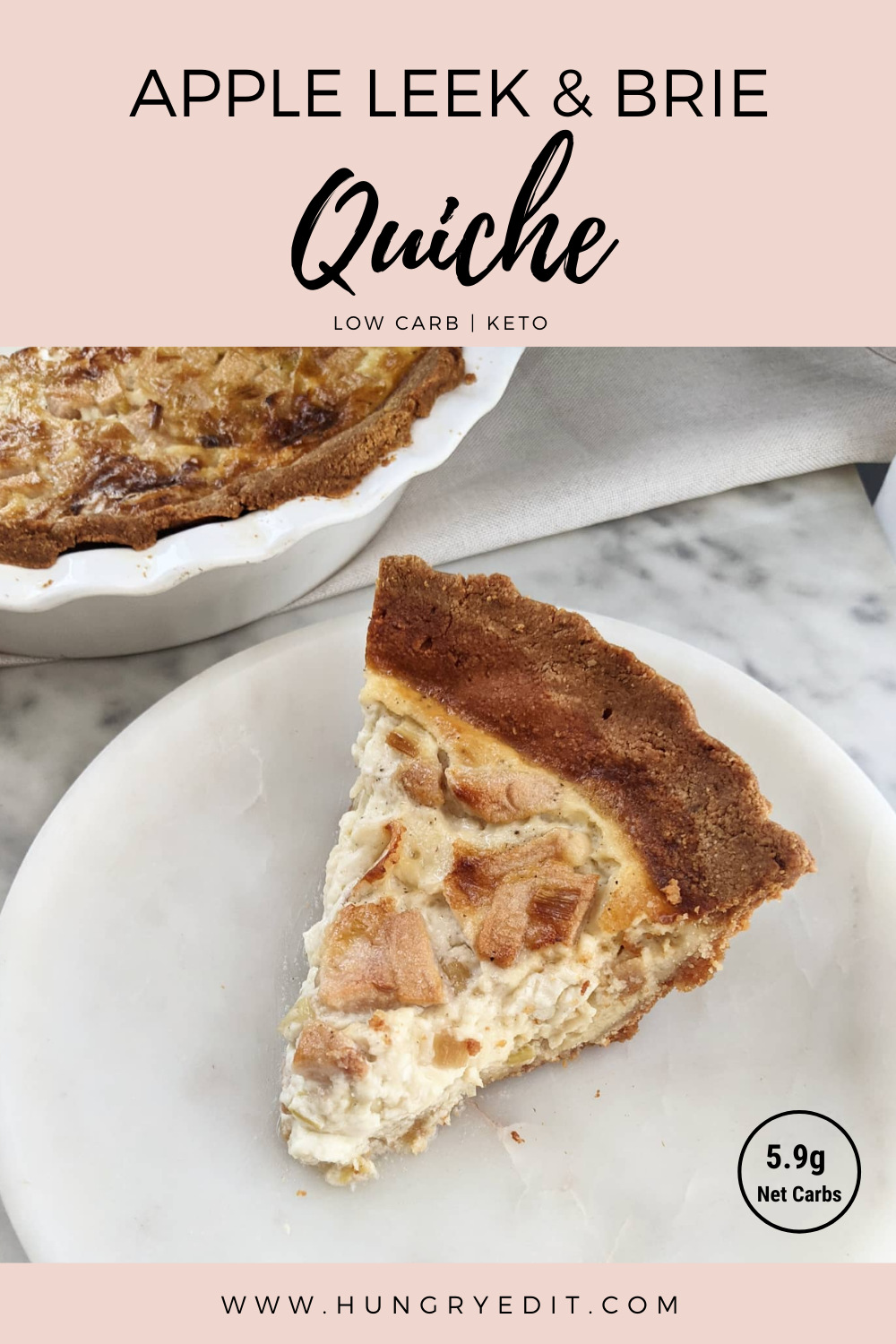 Apple Leek and Brie Quiche (Keto) - With Savory Keto Pie Crust