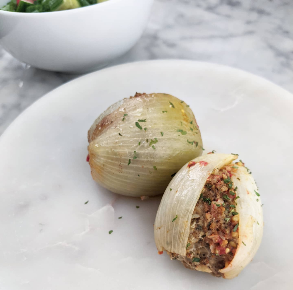 Middle Eastern Keto Stuffed Onions (Dolma) - with Cauliflower Rice!