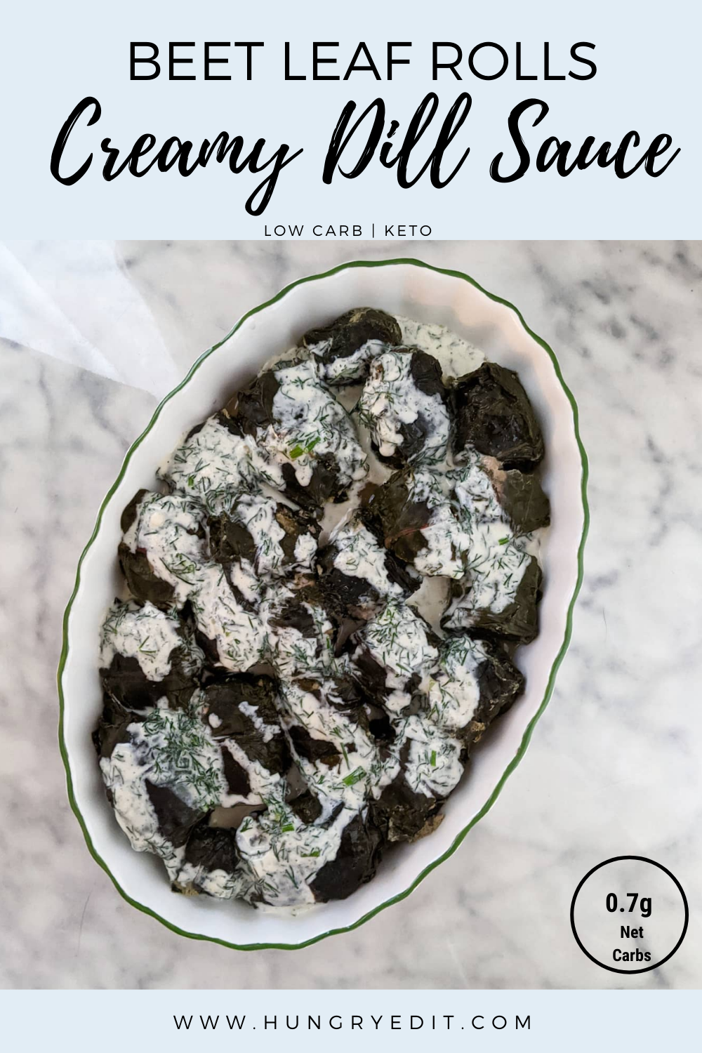 Keto Beet Leaf Rolls (With Creamy Dill Sauce) - Holubtsi