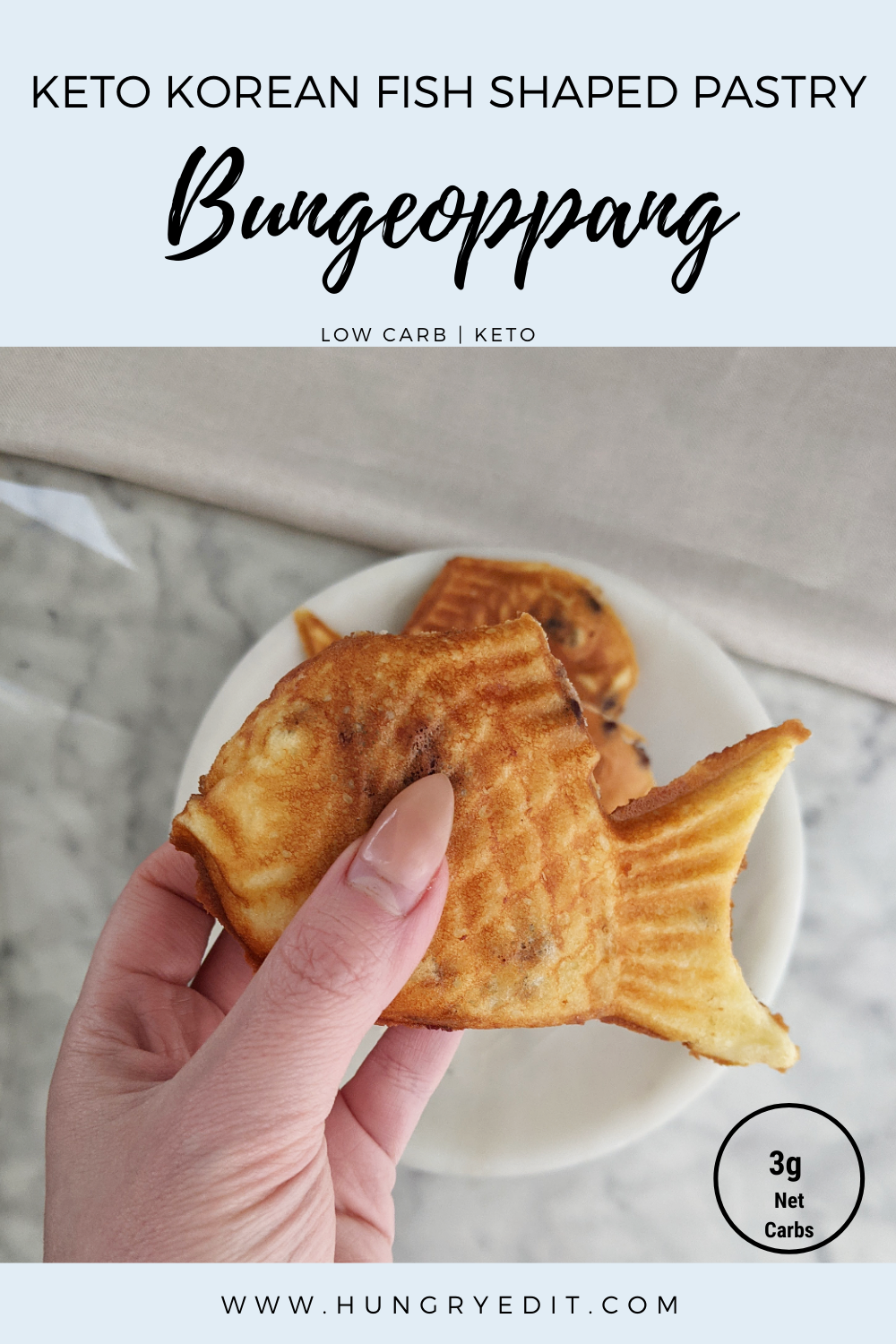 Keto Bungeoppang (Korean Fish Shaped Pastry) - Hungry Edit 3g Net Carbs